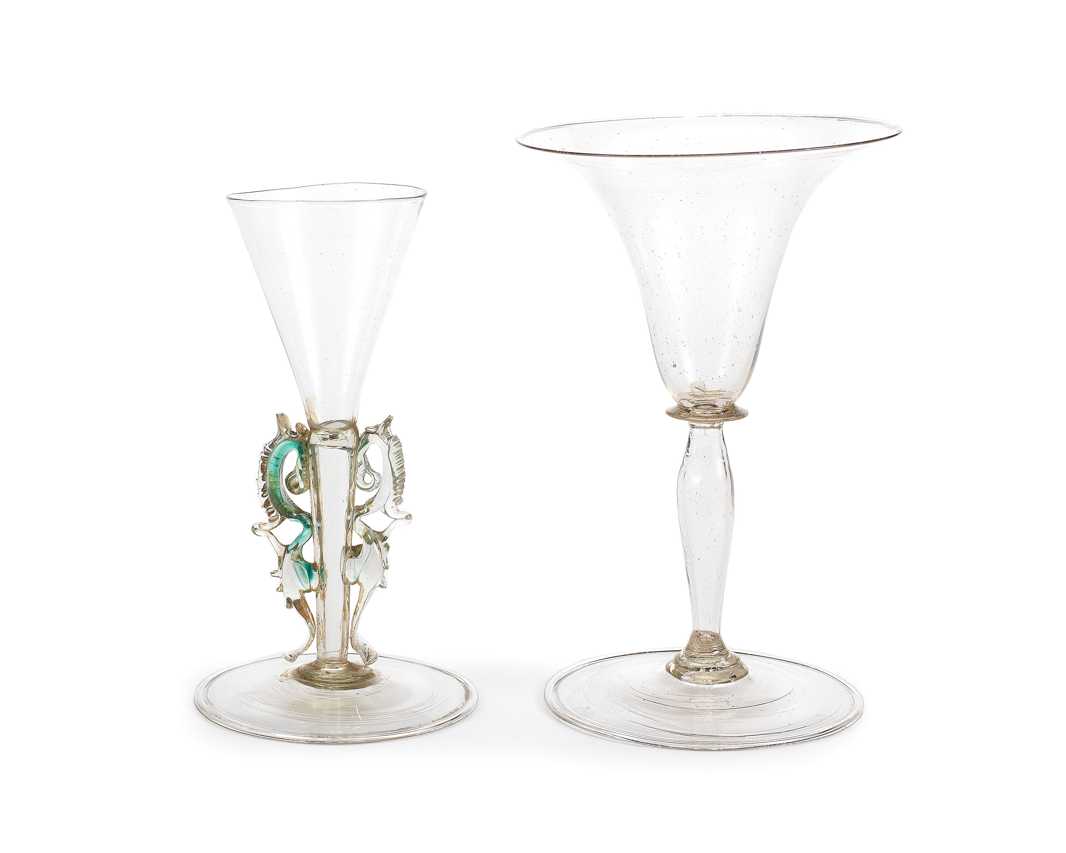 Bonhams Two Façon De Venise Wine Glasses 17th Century