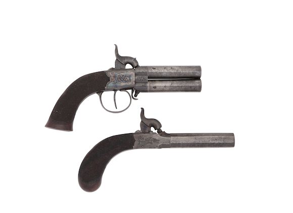 Bonhams : A 90-Bore Percussion Box-Lock Turn-Over Pocket Pistol, And A ...