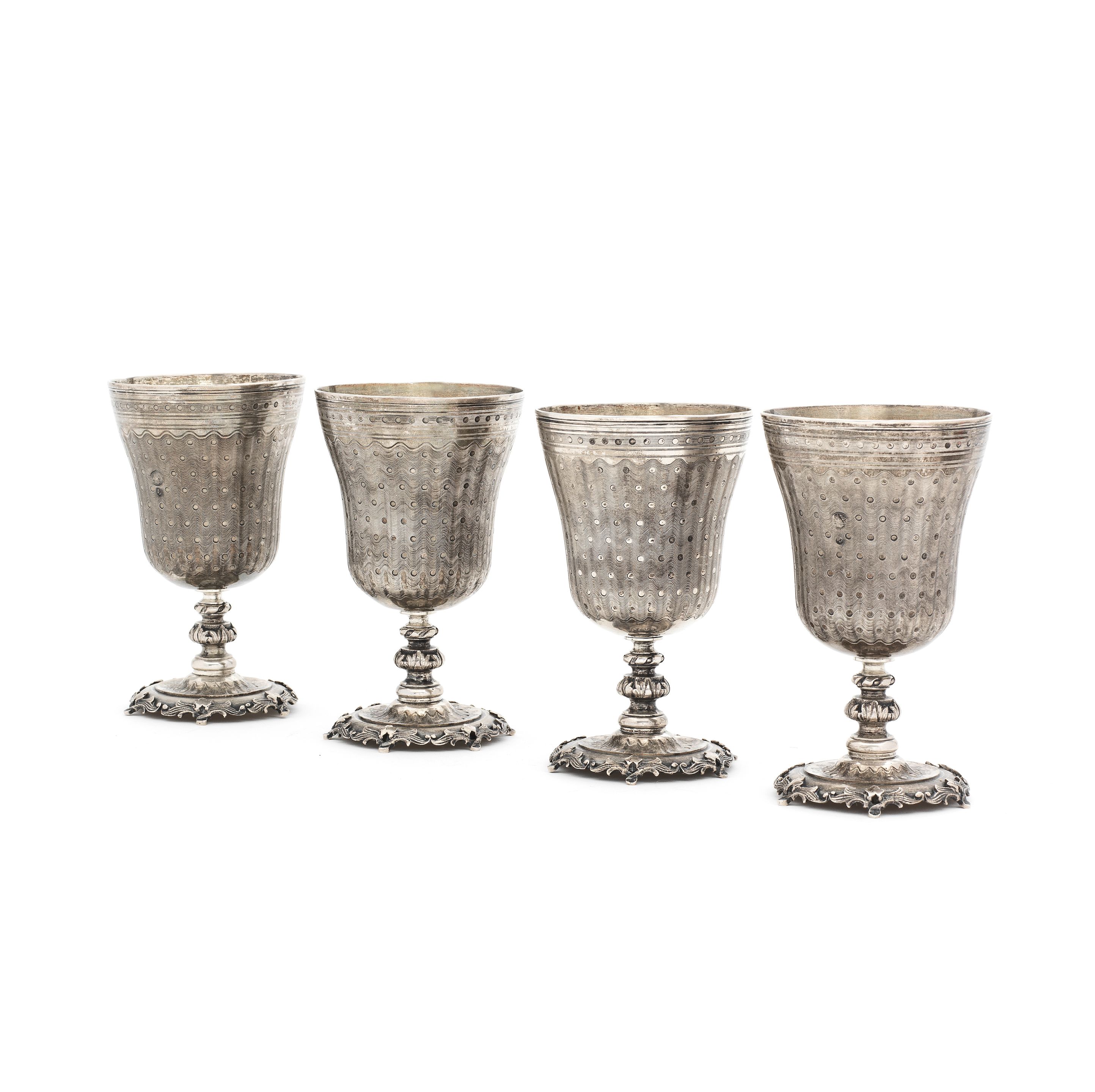 Bonhams : Four Ottoman silver goblets Turkey, period of Sultan ...