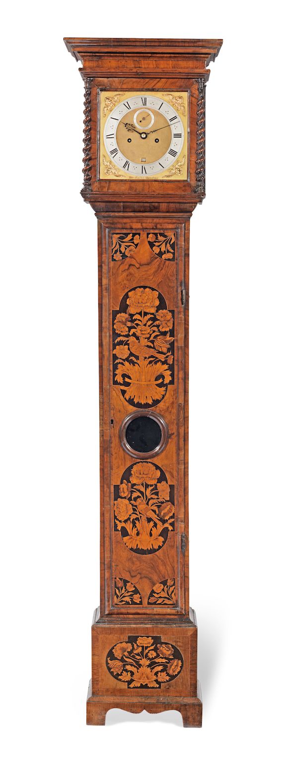 Bonhams : A walnut and marquetry longcase clock The dial bearing the ...