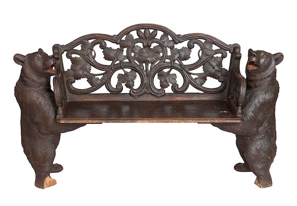 Bonhams : A 19TH CENTURY BLACK FOREST BENCH
