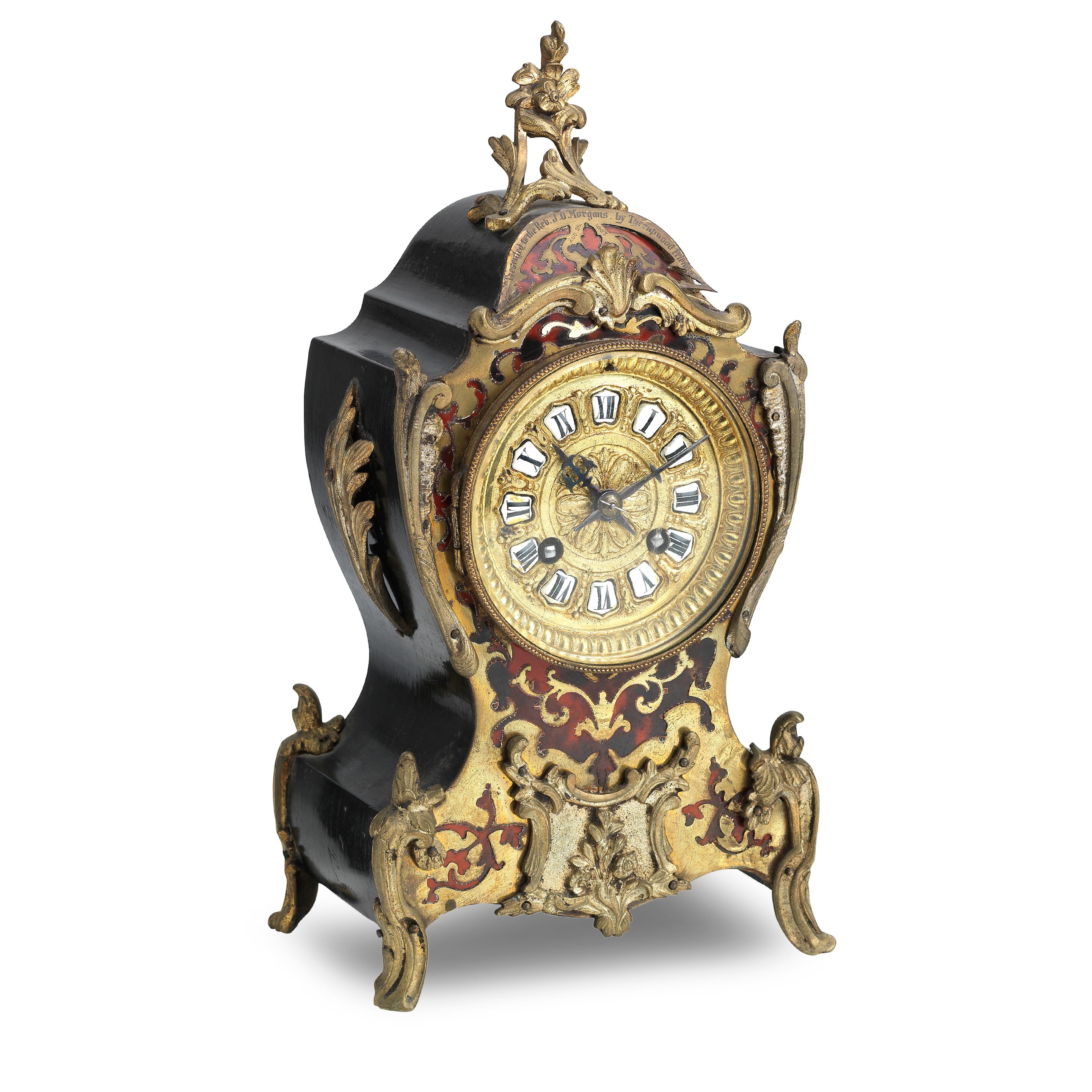 Bonhams : A French late 19th century Boulle mantle clock The movement ...