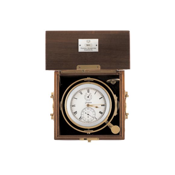 Bonhams : GUB Glashütte. A brass cased marine deck chronometer gimbal ...