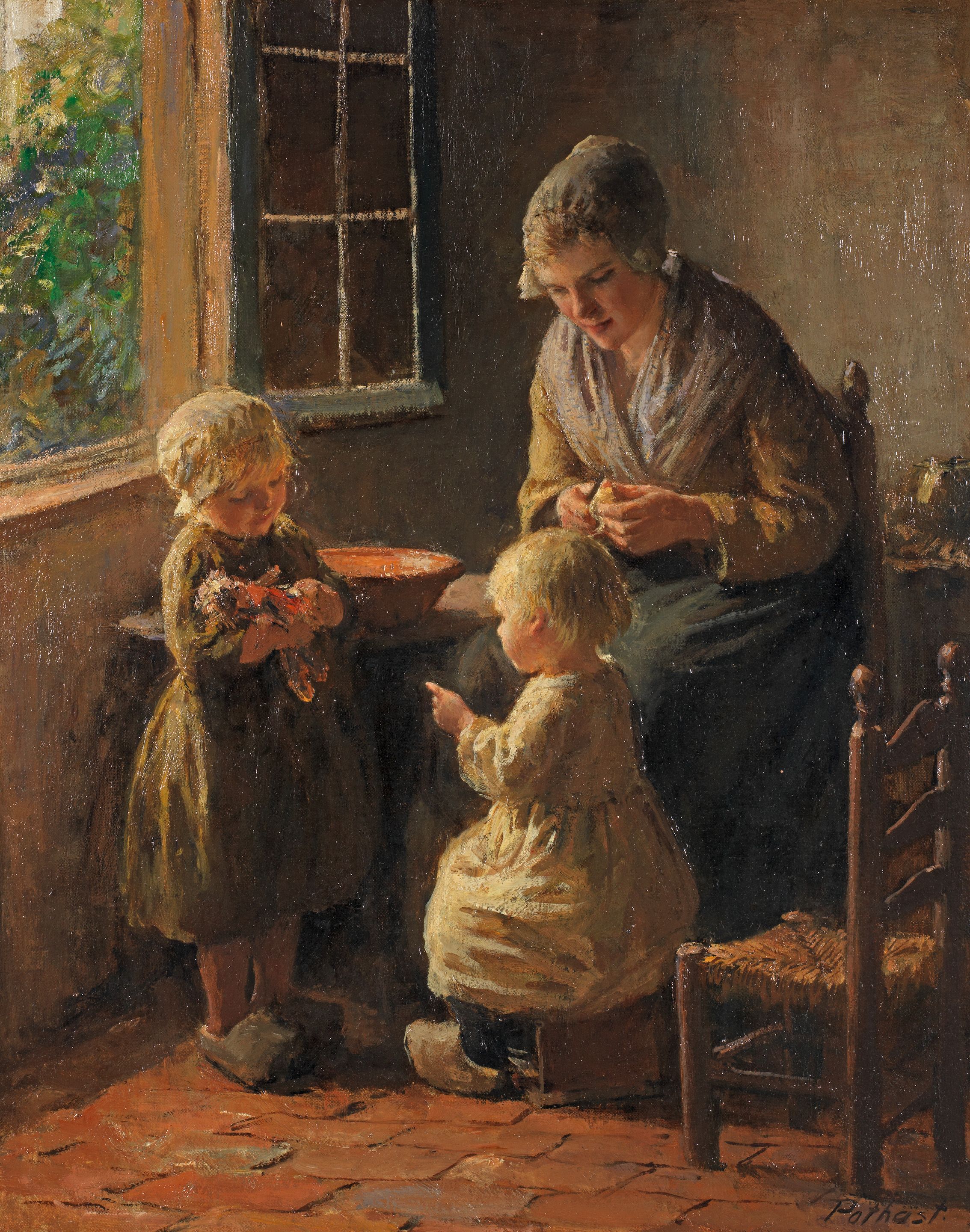Bonhams : Bernard Pothast (Dutch, 1882-1966) Preparing the meal