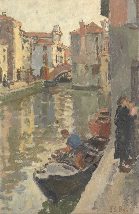 Bonhams : Edward le Bas (British, 1904-1966) Canal in Chioggia