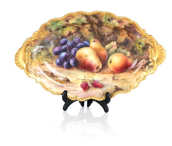 Bonhams : A Royal Worcester Dish Signed by Thomas Lockyer and with date ...