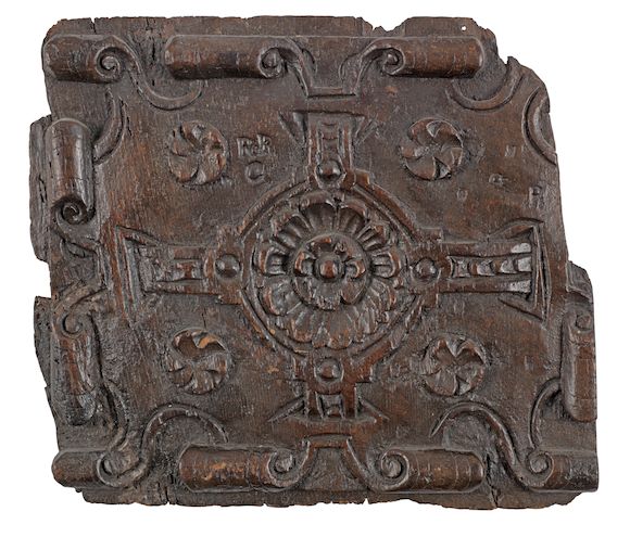 Bonhams : An early 17th century carved oak strapwork panel, English ...