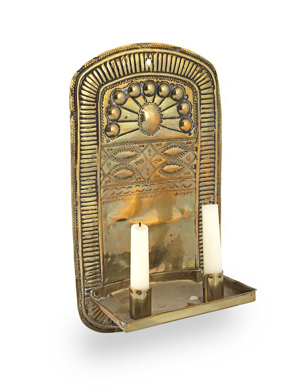 Bonhams : An 18th century sheet brass wall sconce, Dutch