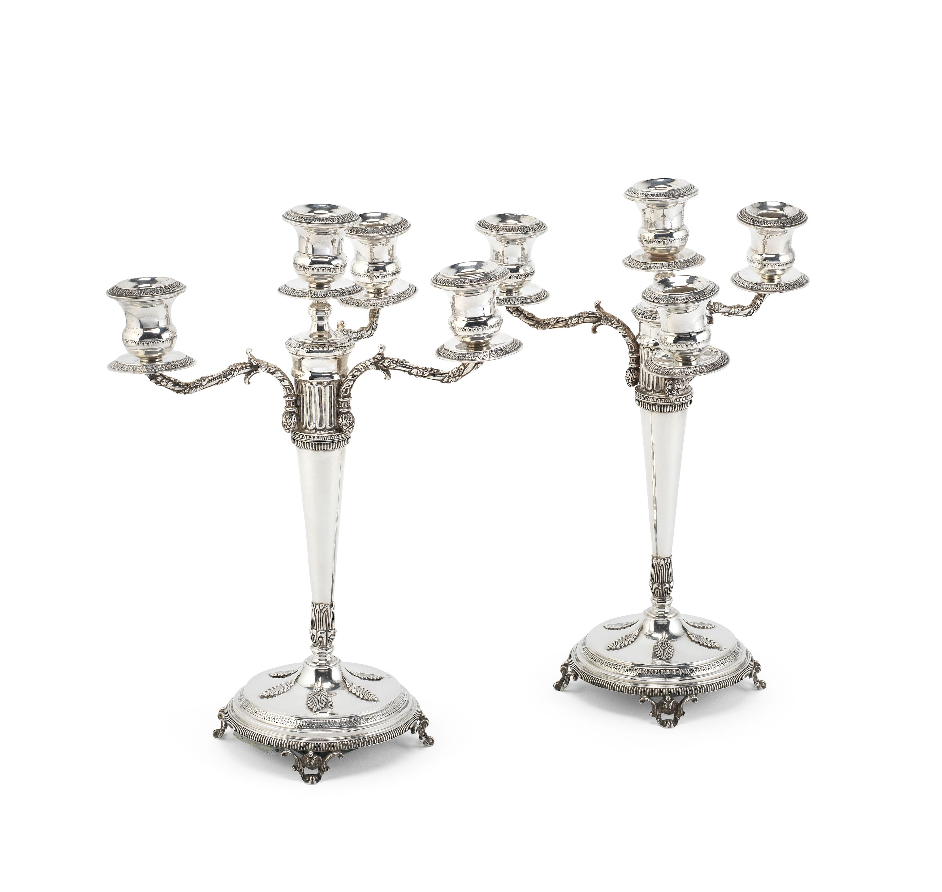 Bonhams : A pair of Greek silver four-light candelabra early 20th ...