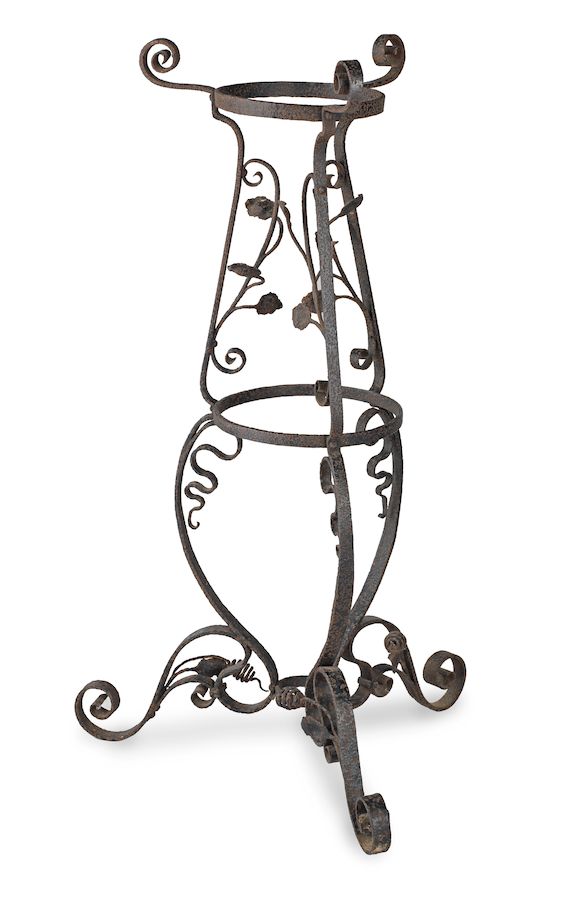 Bonhams : A wrought iron brazier stand