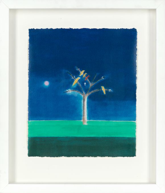 Bonhams : Craigie Aitchison (British, 1926-2009) Canaries on a Tree ...