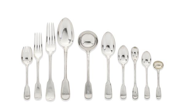 Bonhams : A silver Fiddle and Thread pattern flatware service the ...