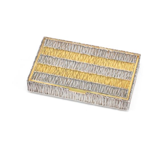 Bonhams : GERALD BENNEY: a silver and 18 carat gold box London 1965