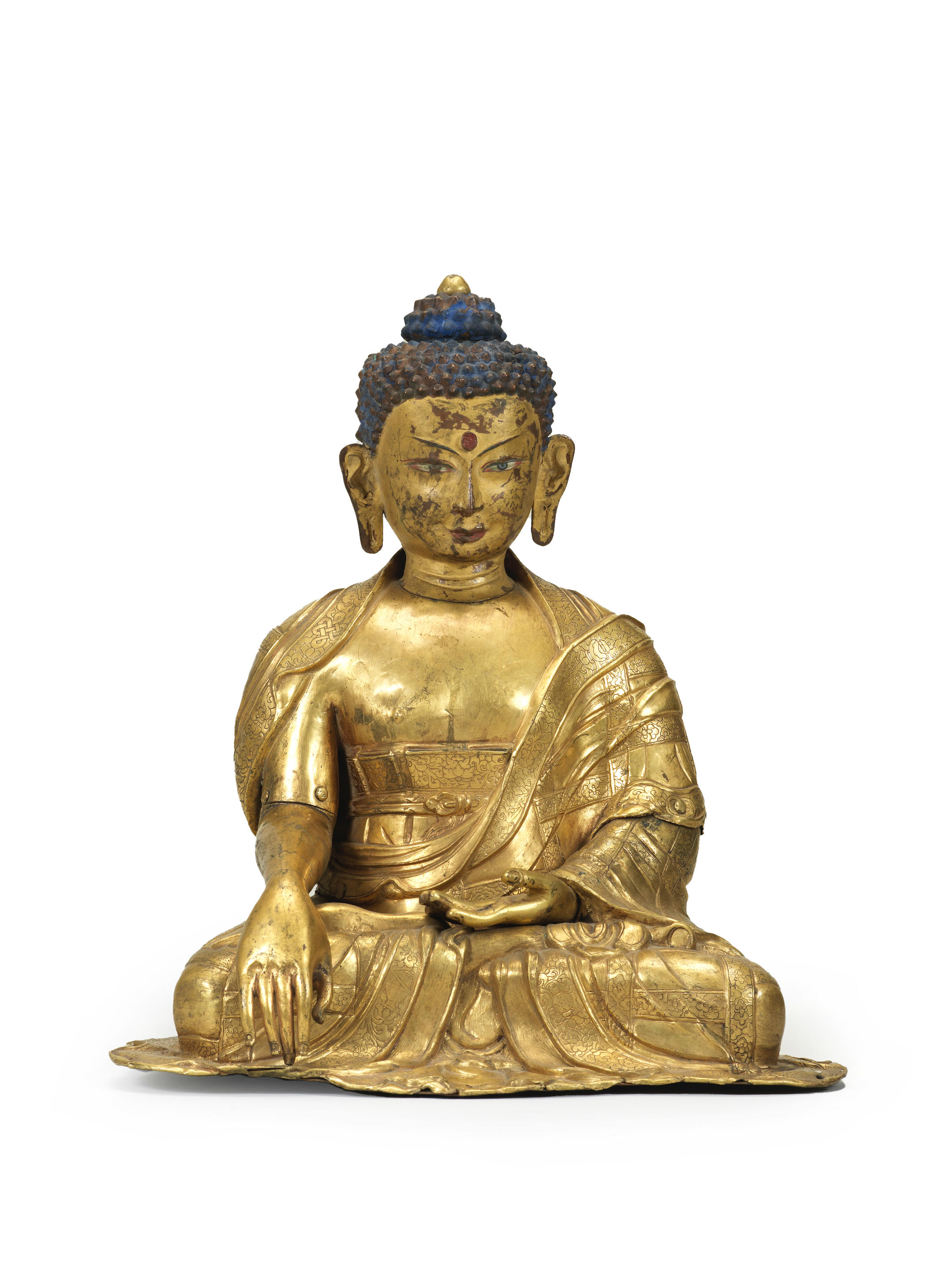 Bonhams A Large Gilt Copper Alloy Repoussé Figure Of Buddha
