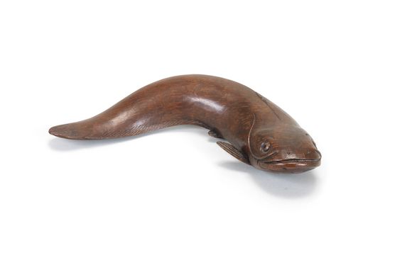 Bonhams : A Bamboo okimono sculpture of a namazu (earthquake fish) Edo ...