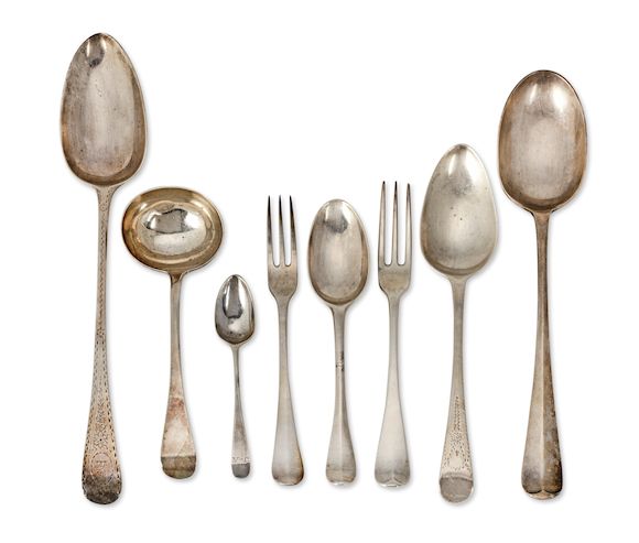 Bonhams : A collection of English and Dutch silver flatware various ...