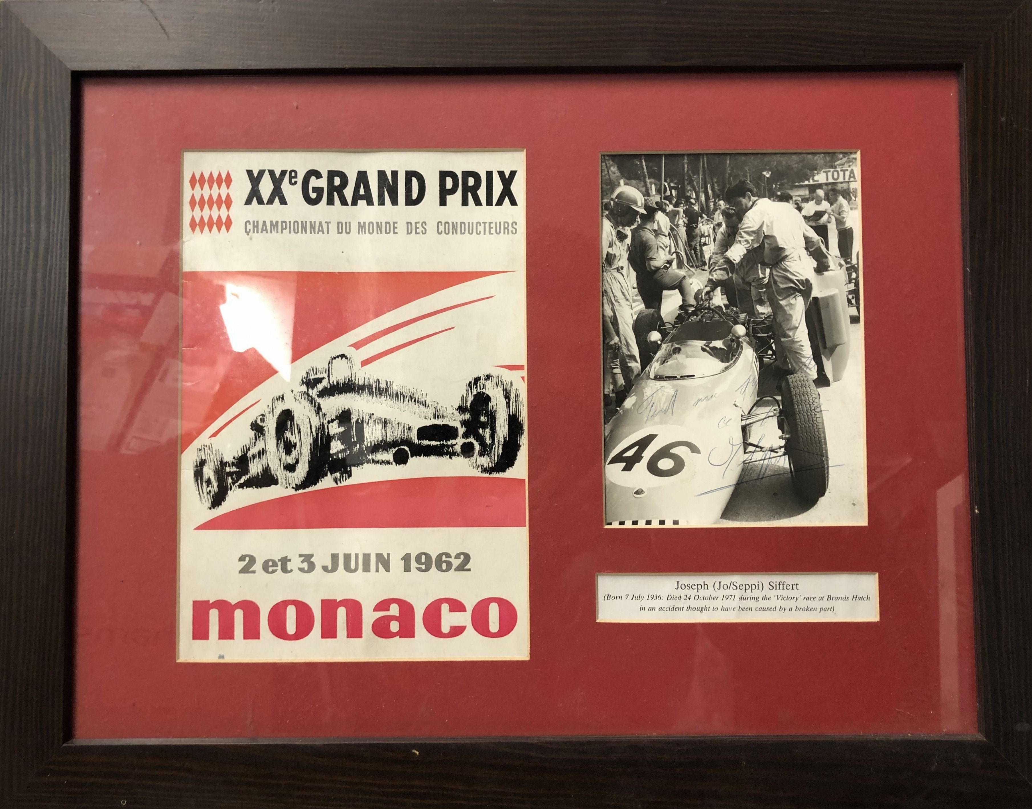 Bonhams Cars : Four framed Grand Prix driver displays including three ...