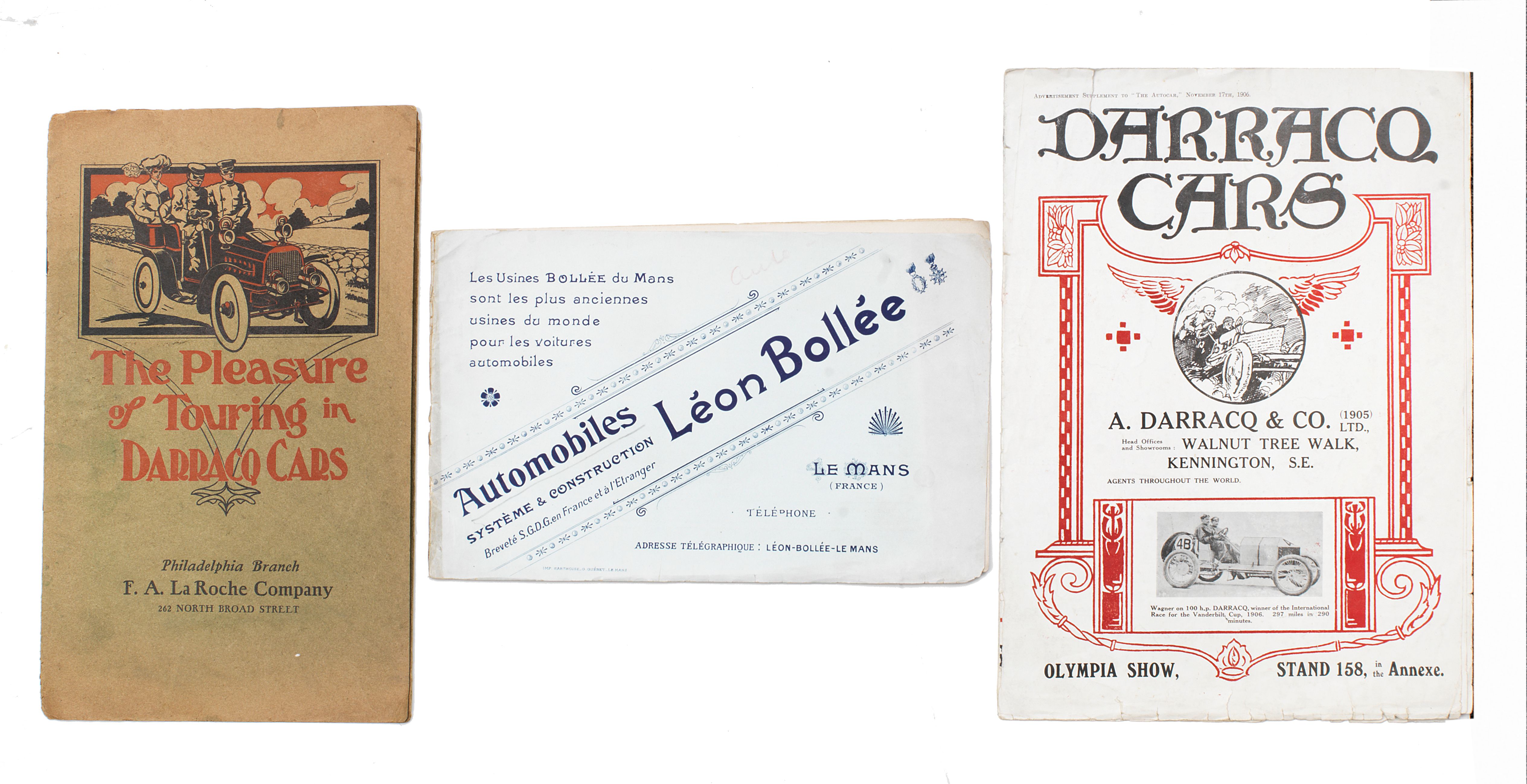 Bonhams Cars : Three early sales brochures for Darracq and Leon Bollee ...
