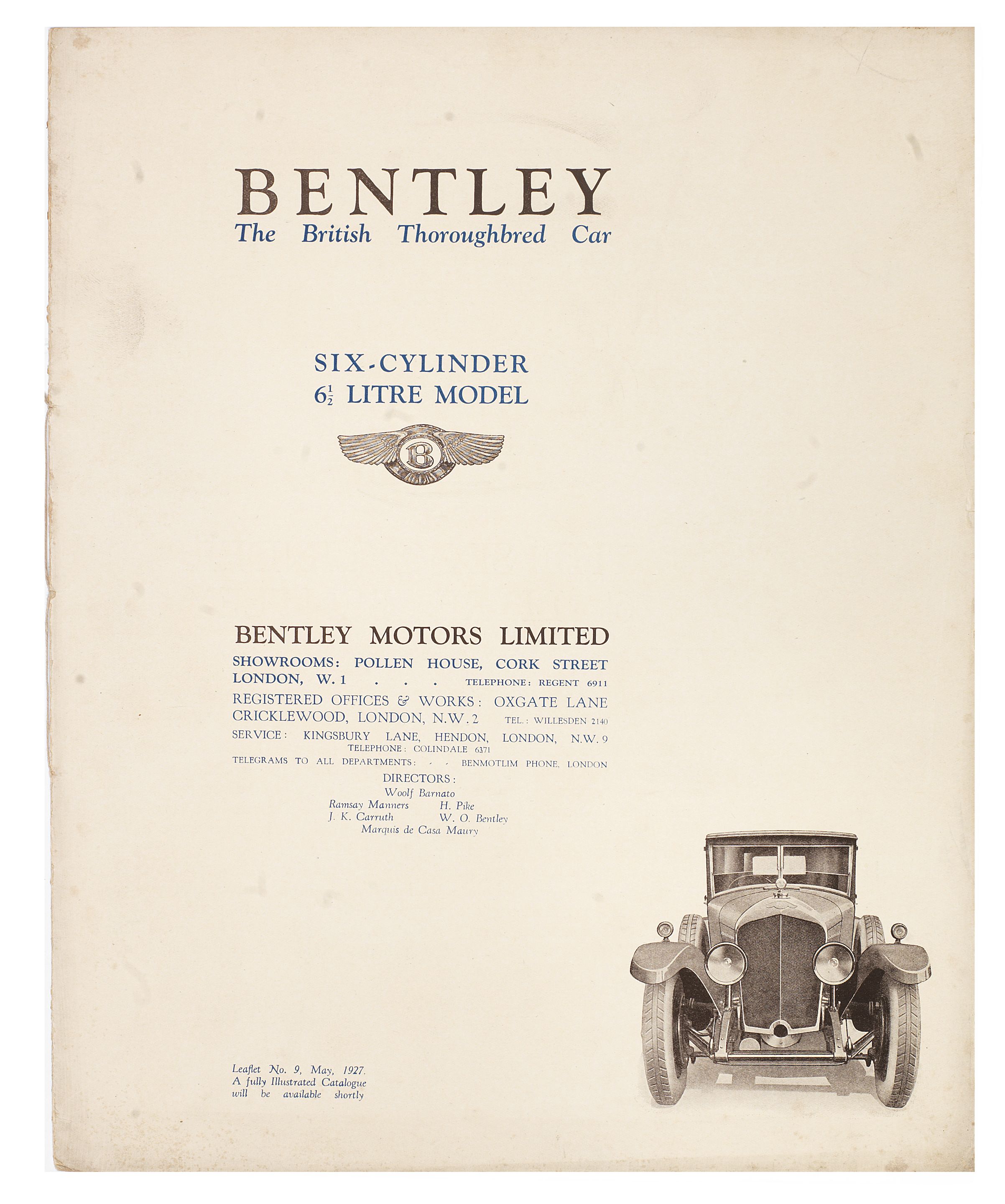 Bonhams Cars : A Six Cylinder Bentley '6½ Litre Model' Preliminary ...