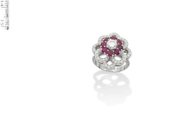 Bonhams : A RUBY AND DIAMOND 'ROSETTE' RING, BY GRAFF