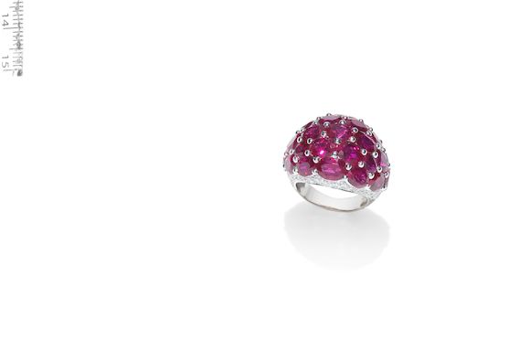 Bonhams : A RUBY AND DIAMOND 'BOMBÉ' RING, BY GRAFF