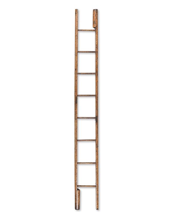 Bonhams : A late Victorian pine library pole ladder Made by Taylor
