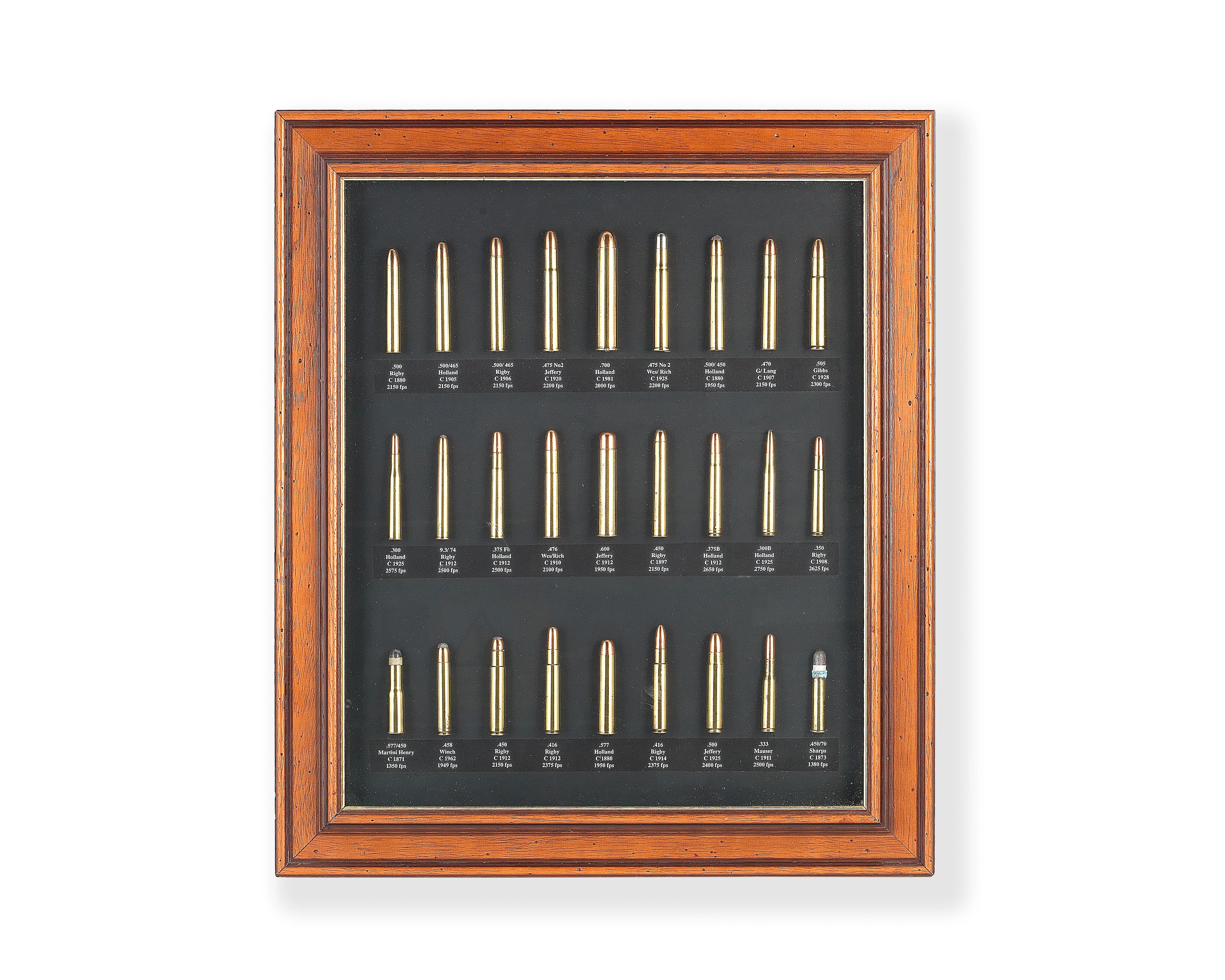 Bonhams : A big bore rifle cartridge display board