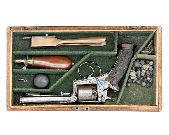 Bonhams : A Rare Cased Early 150-Bore Percussion Variant Adams Patent ...