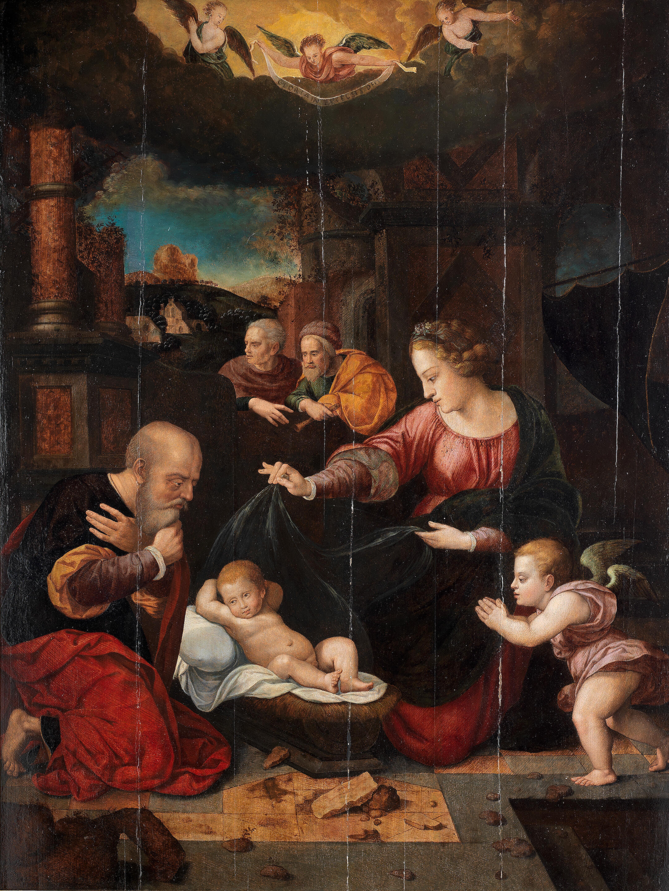Bonhams : Circle of Cornelis van Cleve (Antwerp 1520-1569) The Nativity