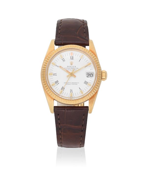 Bonhams : Rolex. An 18k gold automatic calendar wristwatch Datejust, Ref: 6827, Circa 1981