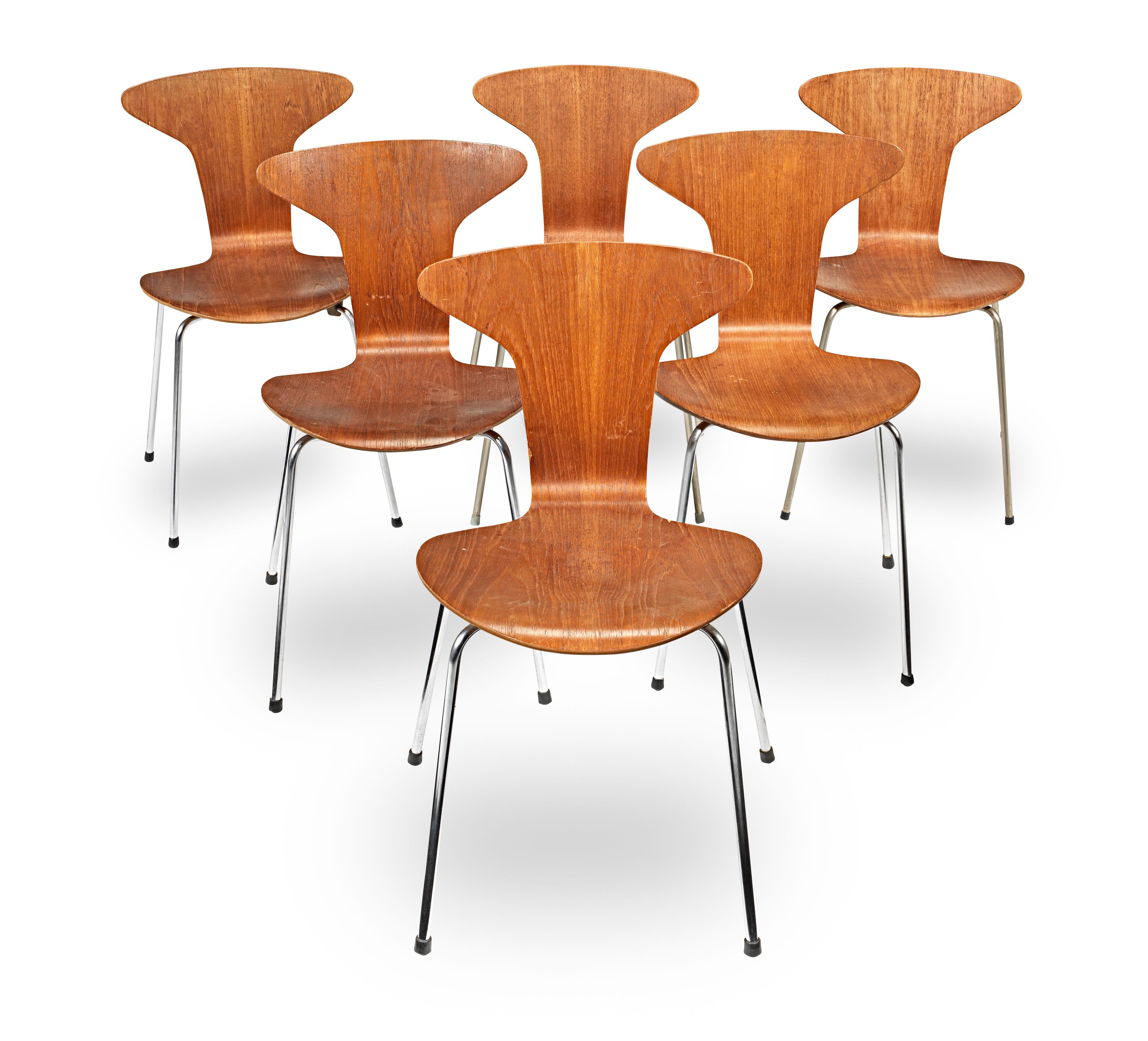 Bonhams : Arne Jacobsen Group of six stackable chairs, designed for the ...