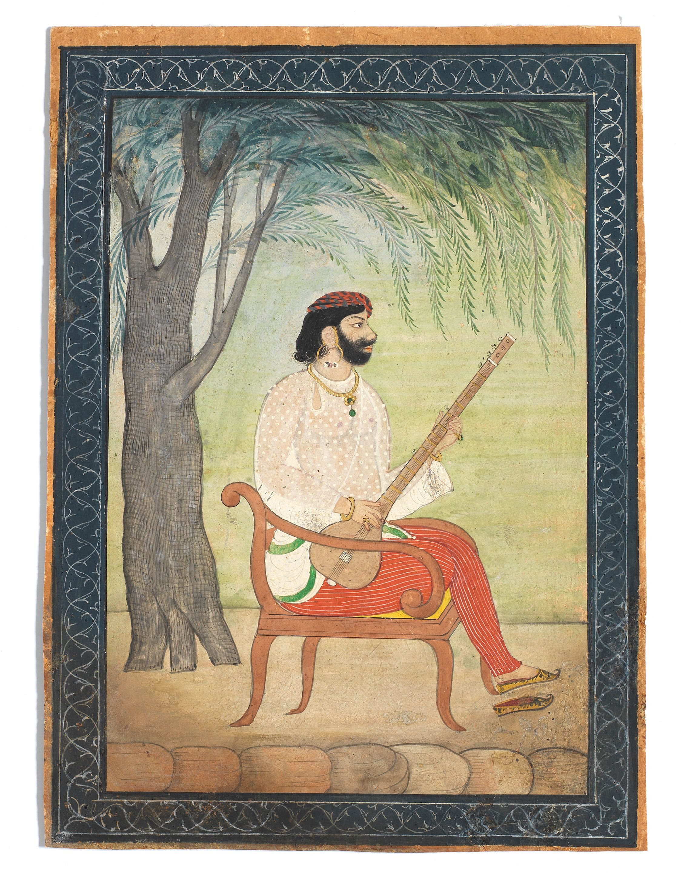 Bonhams : Jagat Singh, the Rai Mian of Sangri State, seated playing on ...