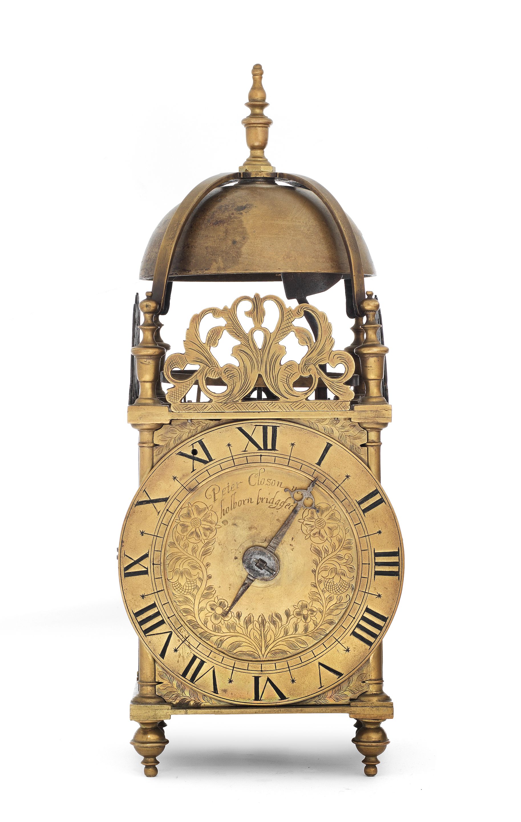Bonhams : A mid 17th century brass lantern clock Peter Closon near ...