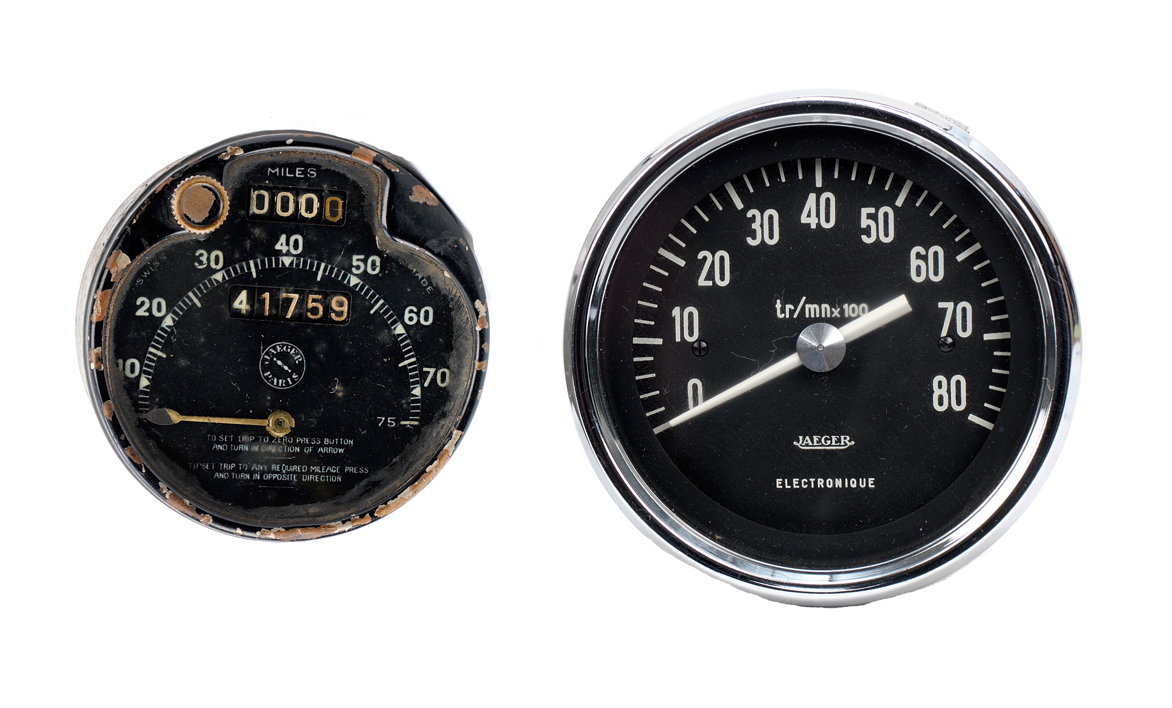 Bonhams Cars : Two Jaeger dashboard instruments, ((2))
