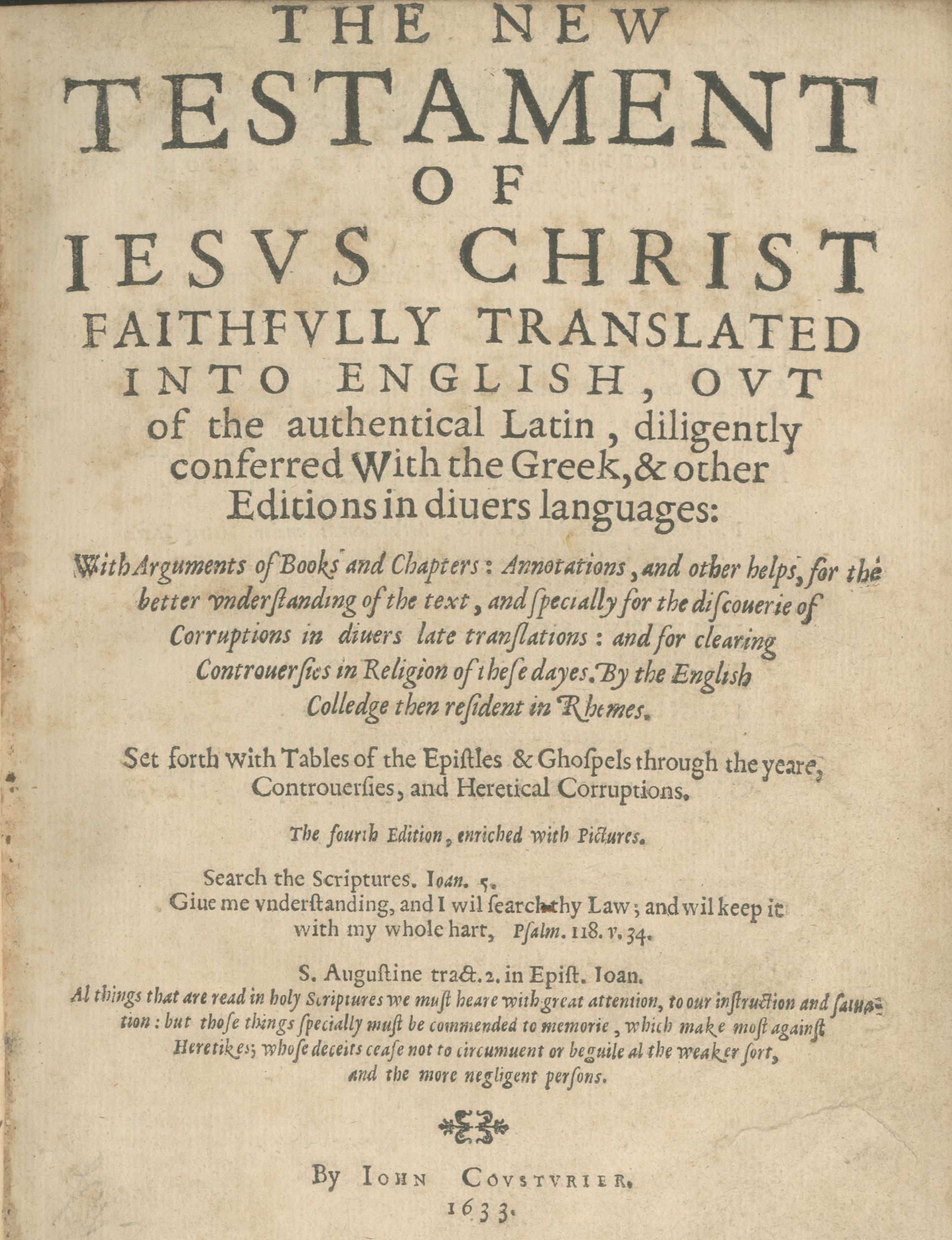 Bonhams : BIBLE, IN ENGLISH, RHEIMS The New Testament of Jesus Christ ...