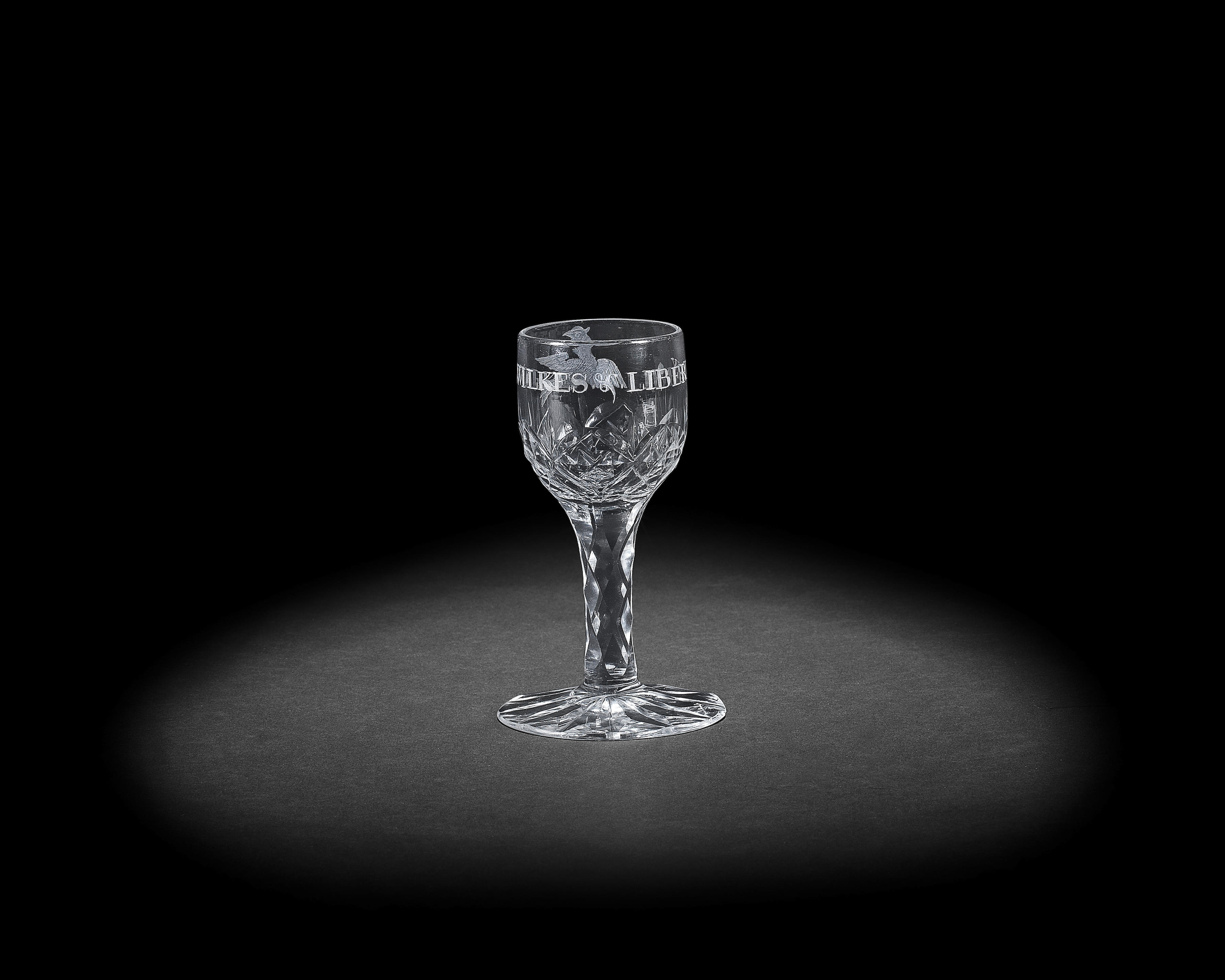 Bonhams An Engraved Political Commemorative Facet Stem Wine Glass