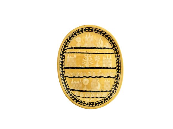Bonhams : Scottie Wilson Oval charger, circa 1960