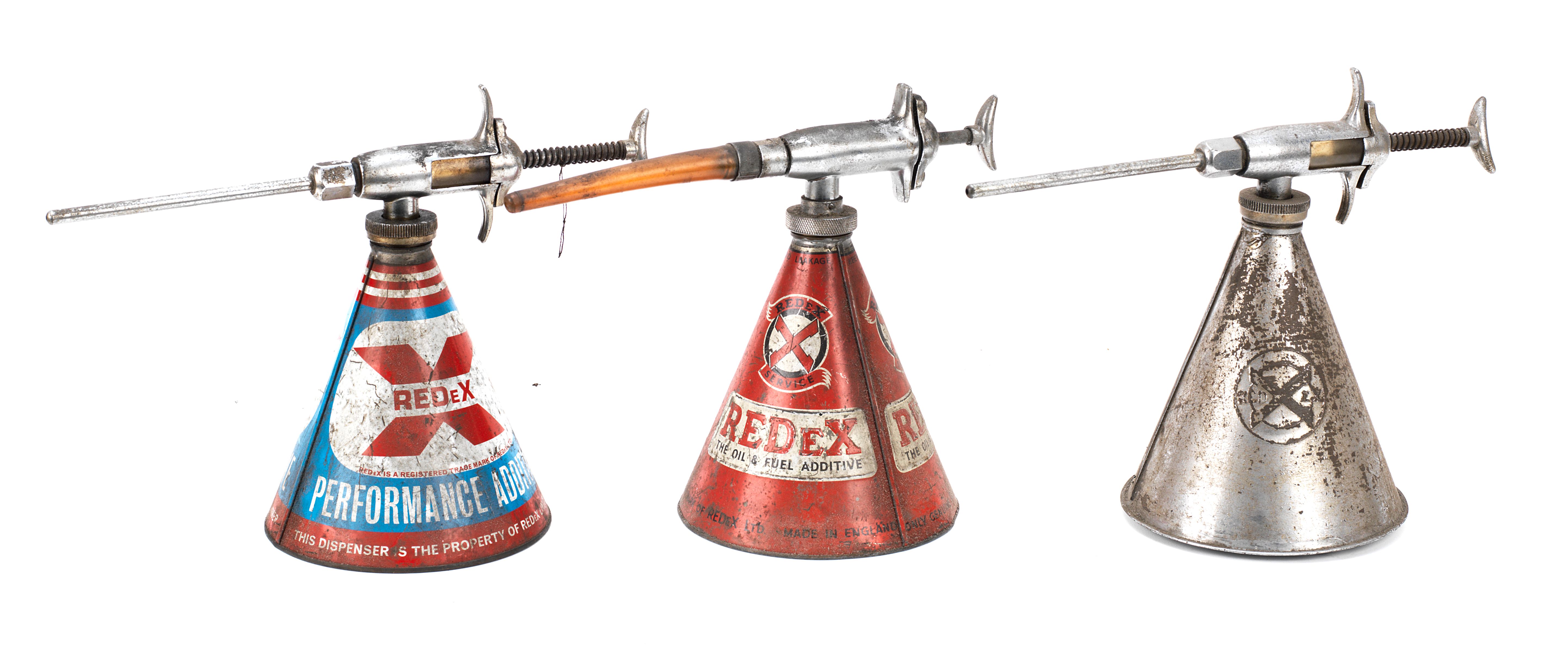Bonhams Cars : Three Redex oil dispensers, ((3))