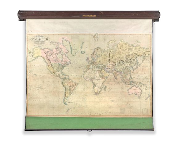 Bonhams : WORLD TEESDALE (HENRY) New Chart of the World on Mercator's Projection, with the ...