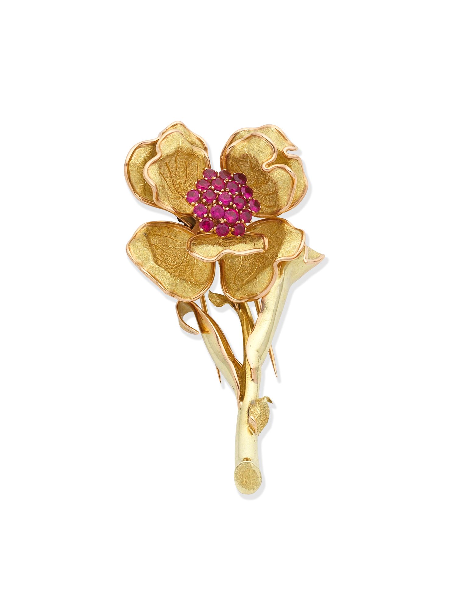 Bonhams : RUBY FLOWER BROOCH
