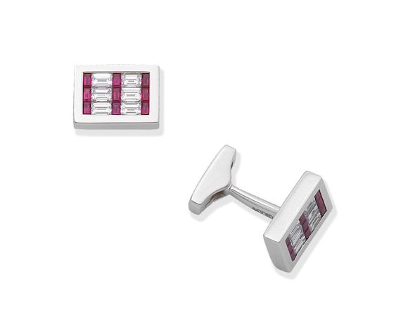 Bonhams : GRAFF: RUBY AND DIAMOND CUFFLINKS