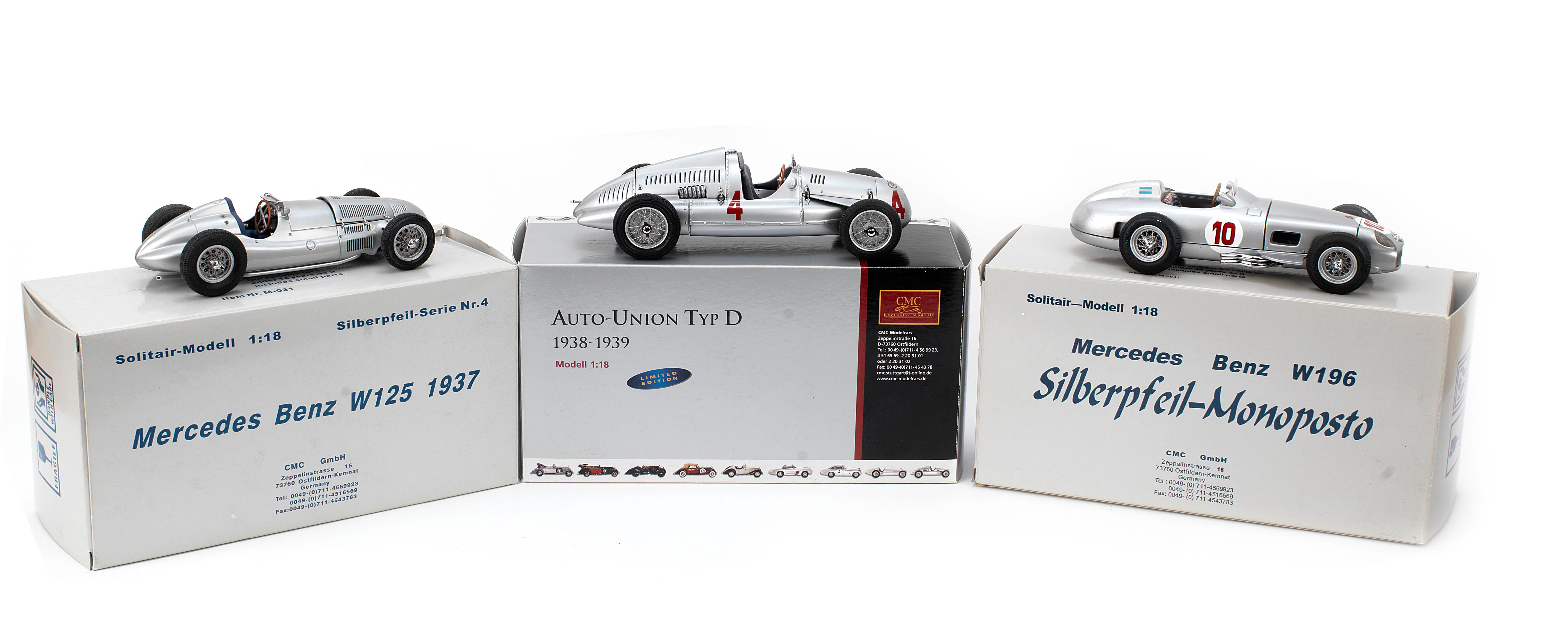 Bonhams Cars : Two 1:18 scale Mercedes-Benz and Auto-Union 'Silver ...