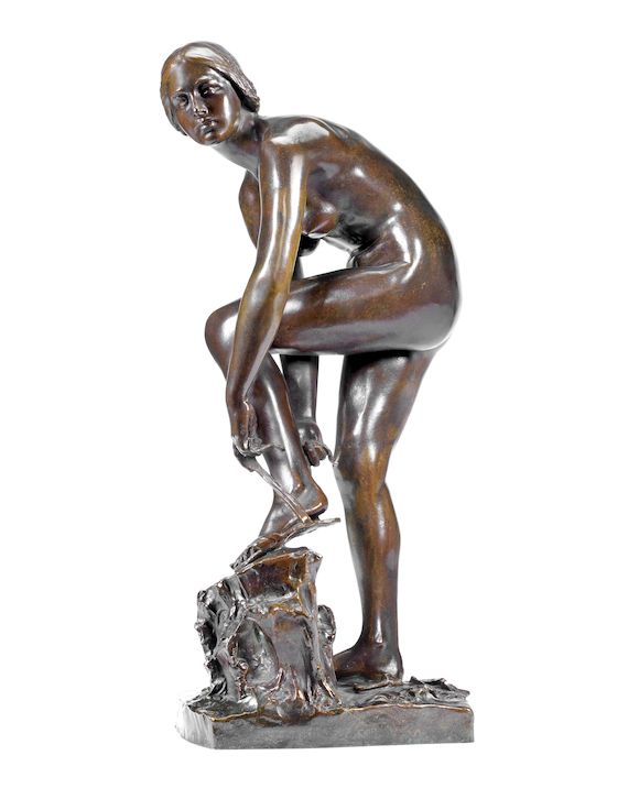 Bonhams : Sir William Hamo Thornycroft, British (1850-1925): A patinated bronze figure of 'The ...