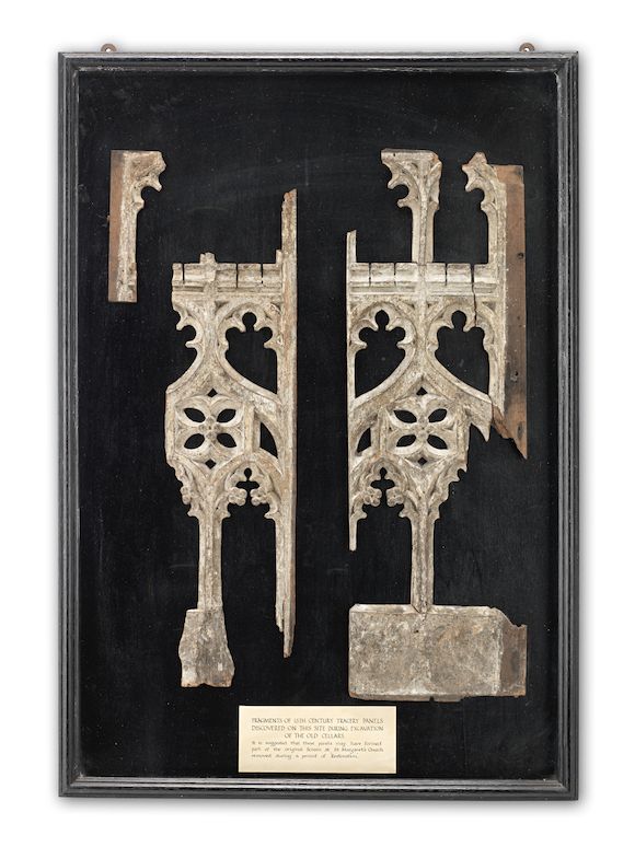 Bonhams : Two sections of 15th/early 16th century limewashed tracery ...
