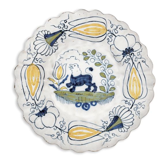 Bonhams : A Dutch Delft lobed dish or 'Buckelplatte', 18th Century