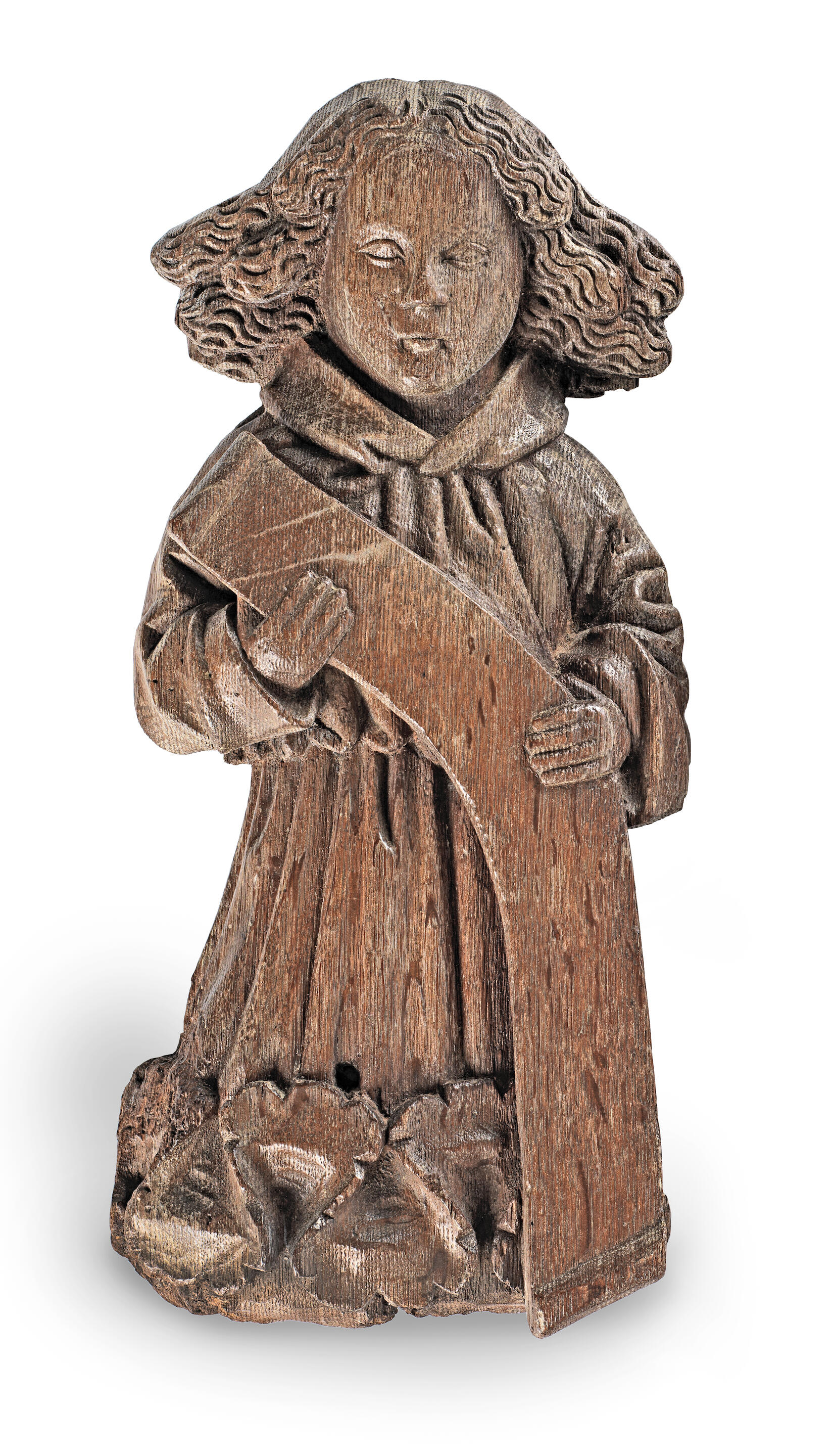 Bonhams : A rare late 15th/early 16th century carved oak mount, East Anglia, English, circa 1500
