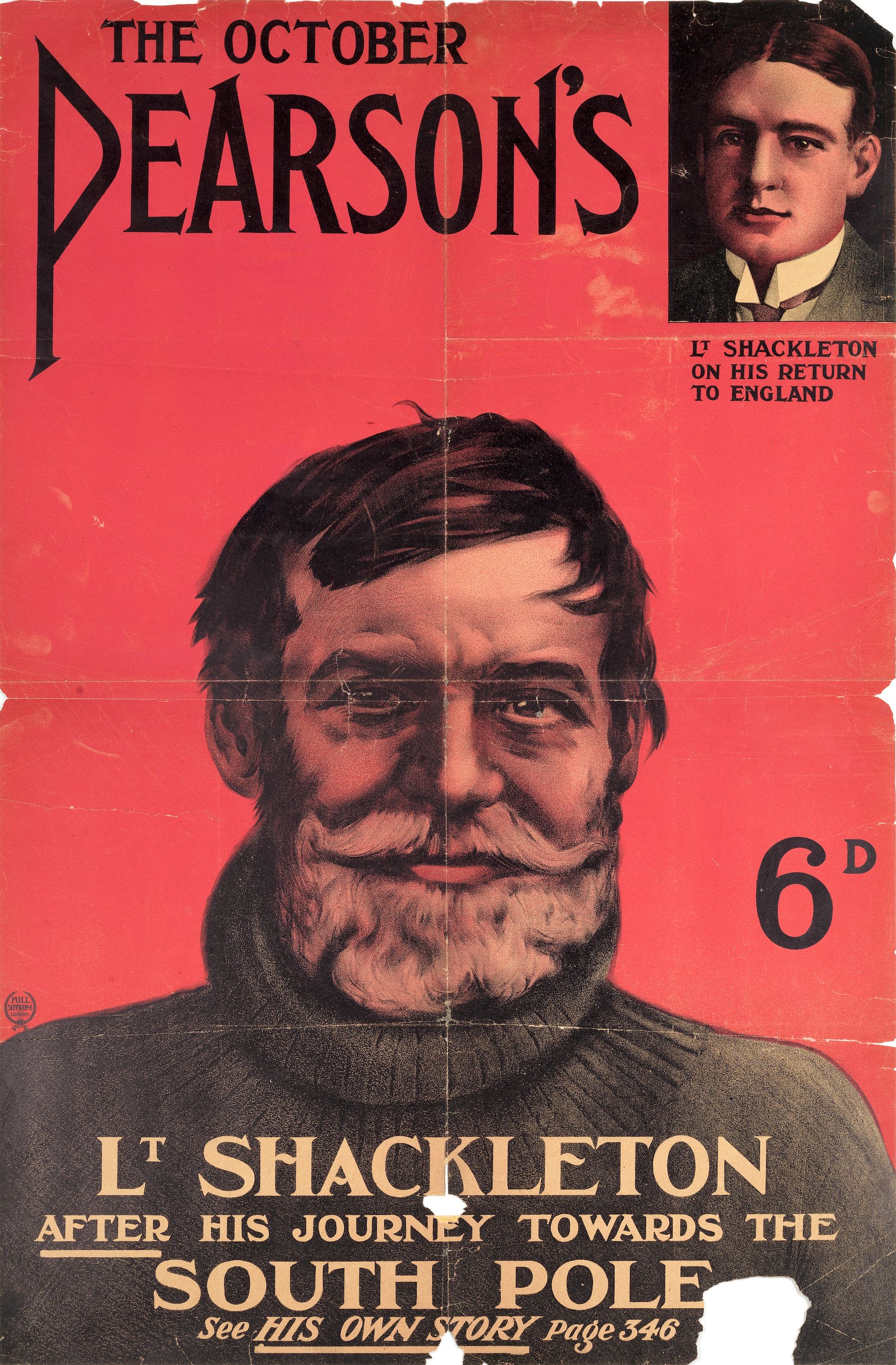 Bonhams : SHACKLETON (ERNEST HENRY) Poster depicting Shackleton, head ...
