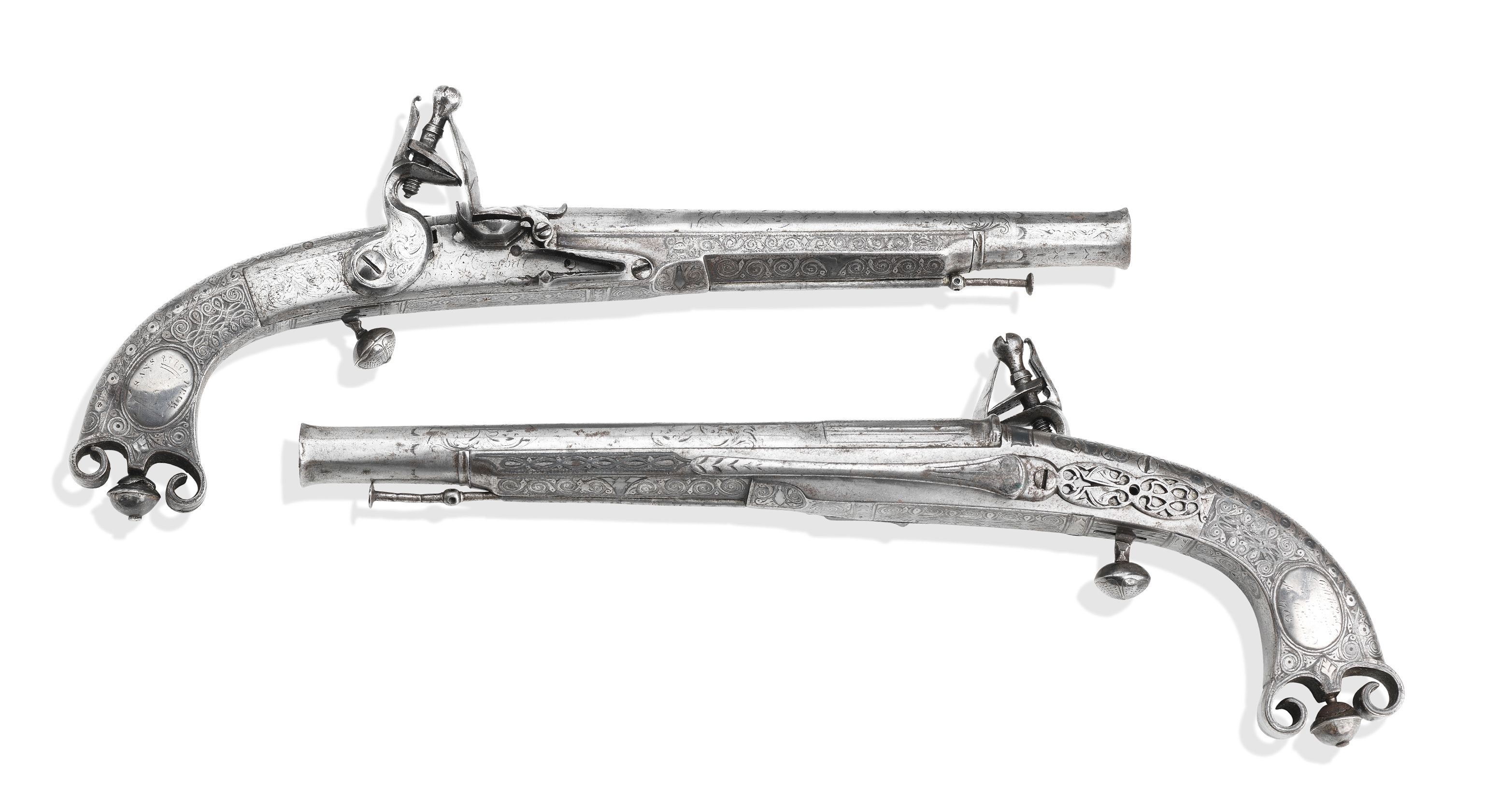 Bonhams : A Rare Pair Of Scottish All-Metal Flintlock Belt Pistols ...