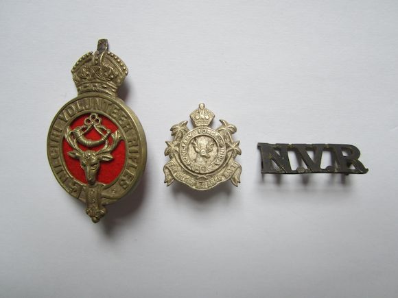 Bonhams : Nilgiri Volunteer Rifles & Nilgiri Malabar Battalion Insignia,