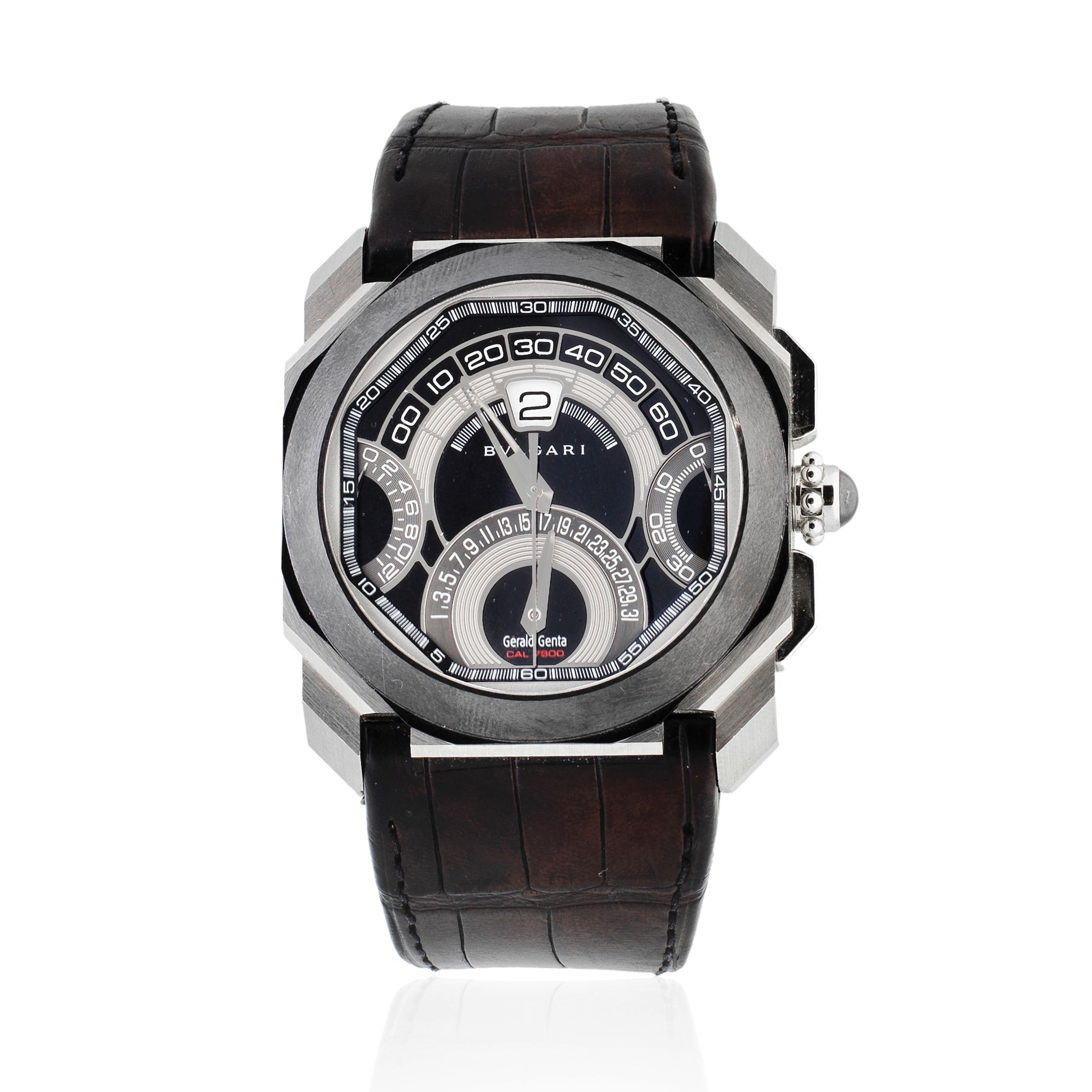 Bonhams : Gerald Genta for Bulgari. A stainless steel automatic calendar chronograph wristwatch ...